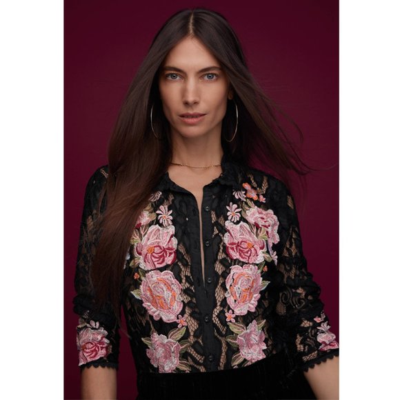 Johnny Was | Tops | Johnny Was Veronne Lace Blouse Slip Long Sleeve ...